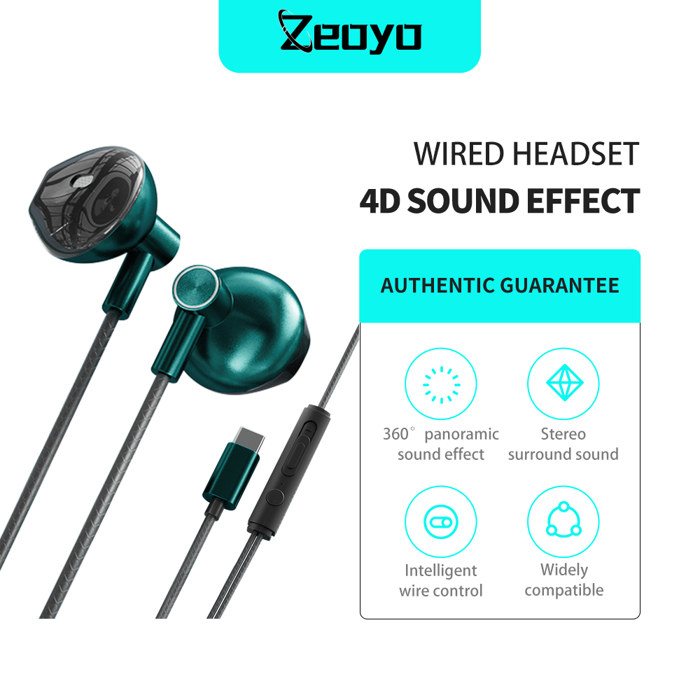 Zeoyo 3D Stereo Gaming Earphones Universal type C Noise Cancelling ...
