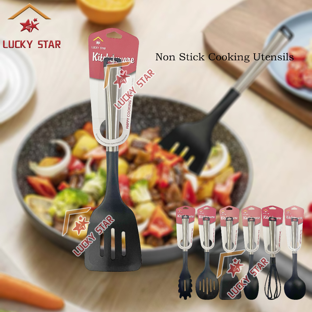Heat Resistant Nylon Non Stick Black Cooking Utensils Sandok Sianse ...
