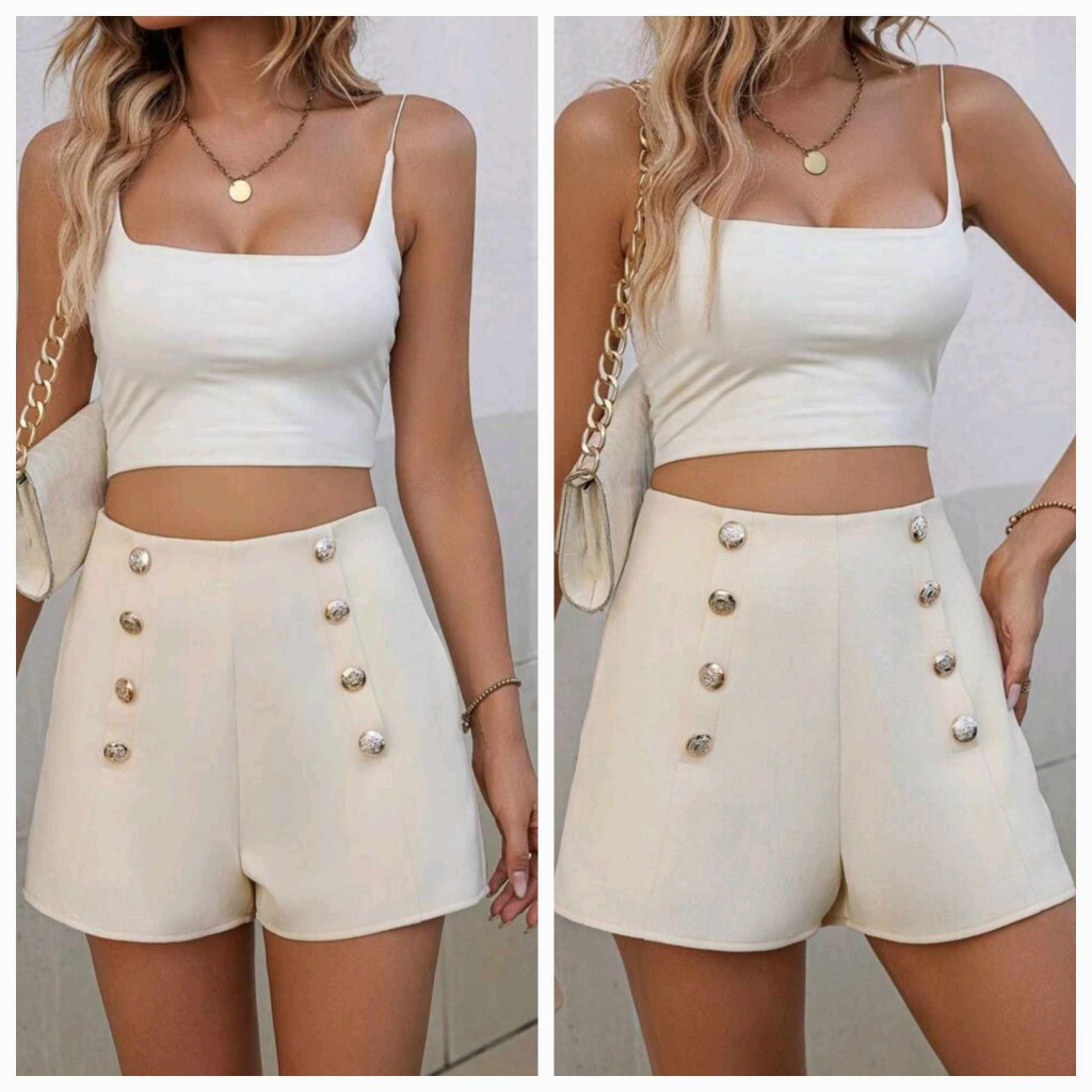 lyn High Waist Wide Leg Buttons Trouser Shorts for Women - XS to Large ...