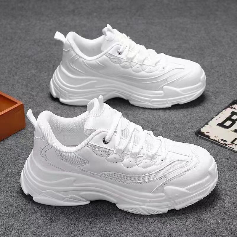 【BrandNew】Running Unisex Couple White Chunky Shoes For Men And Women ...