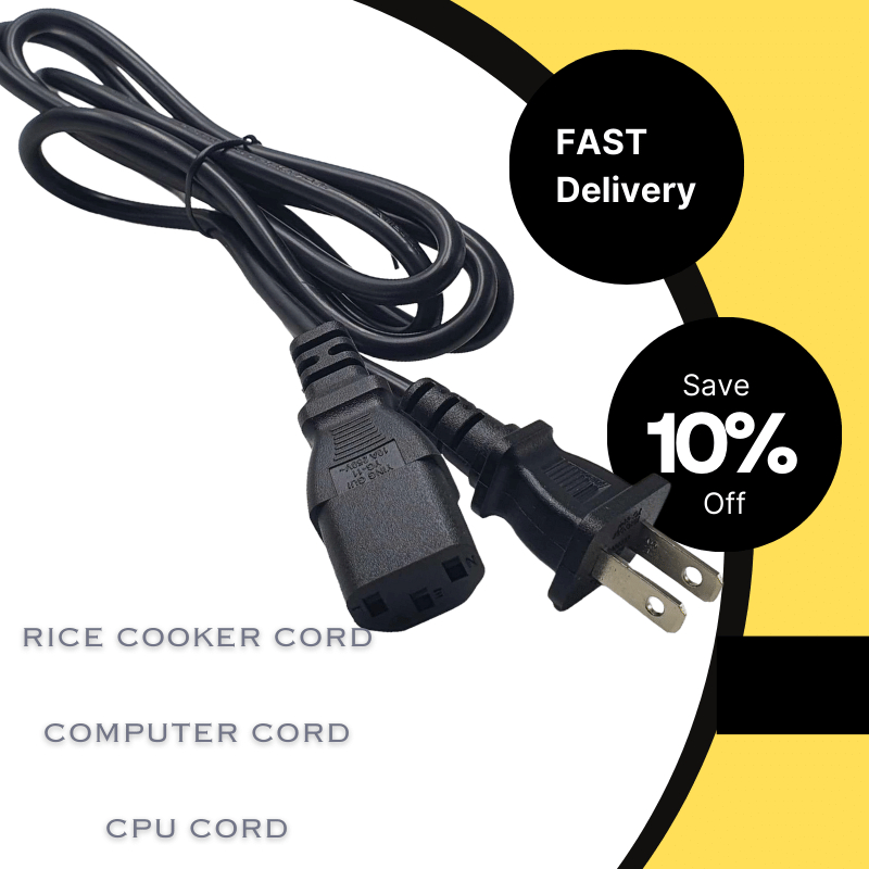 1M AC CPU Power Cord cable US Plug 2 Pin for monitor, printer, rice ...