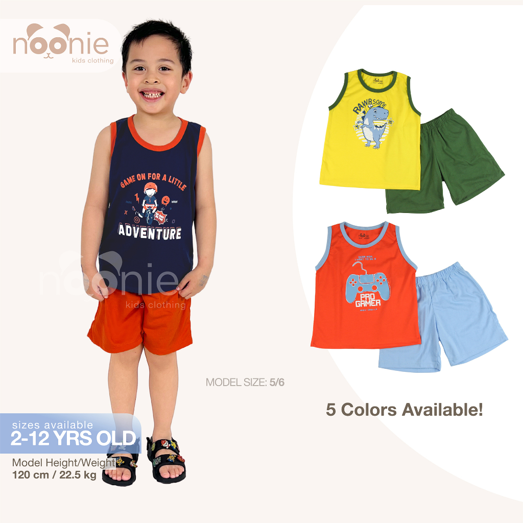 Noonie- Boys Terno (2-12Y) - All Cotton Sando & Shorts Set with Print ...