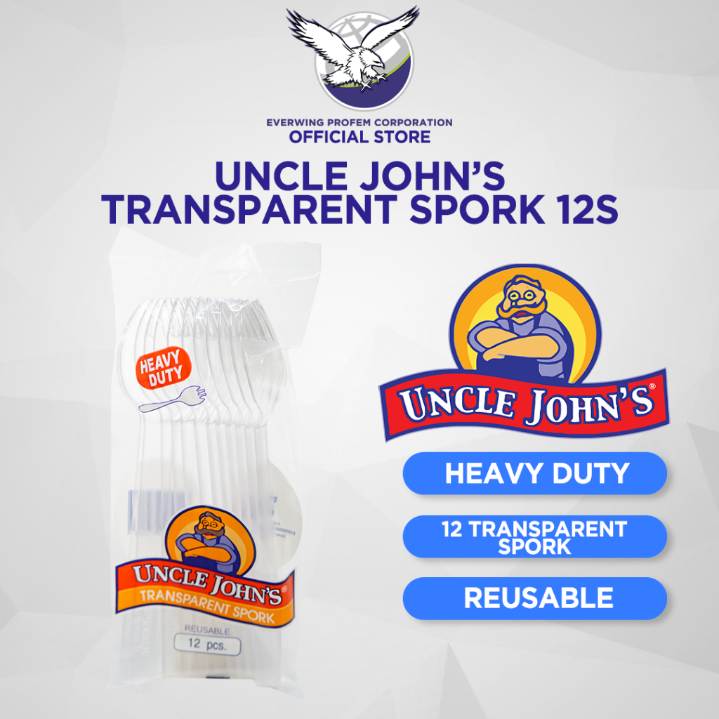 Uncle John's Transparent Spork 12s (Disposable / Reusable / party ...
