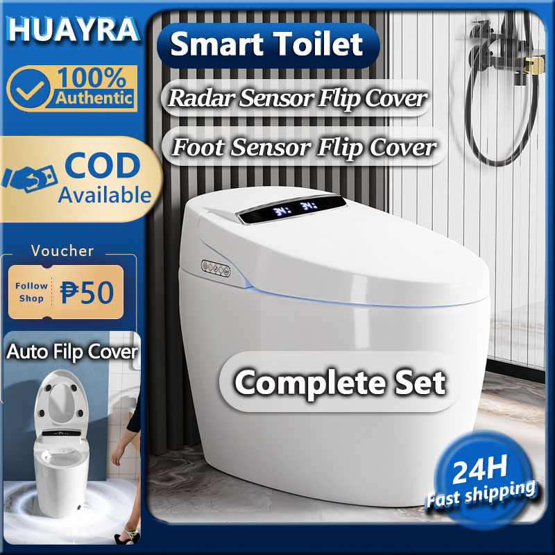 Smart Toilet Dual Mode Auto Flip Cover Adjustable Temp Seat Ring/Water ...