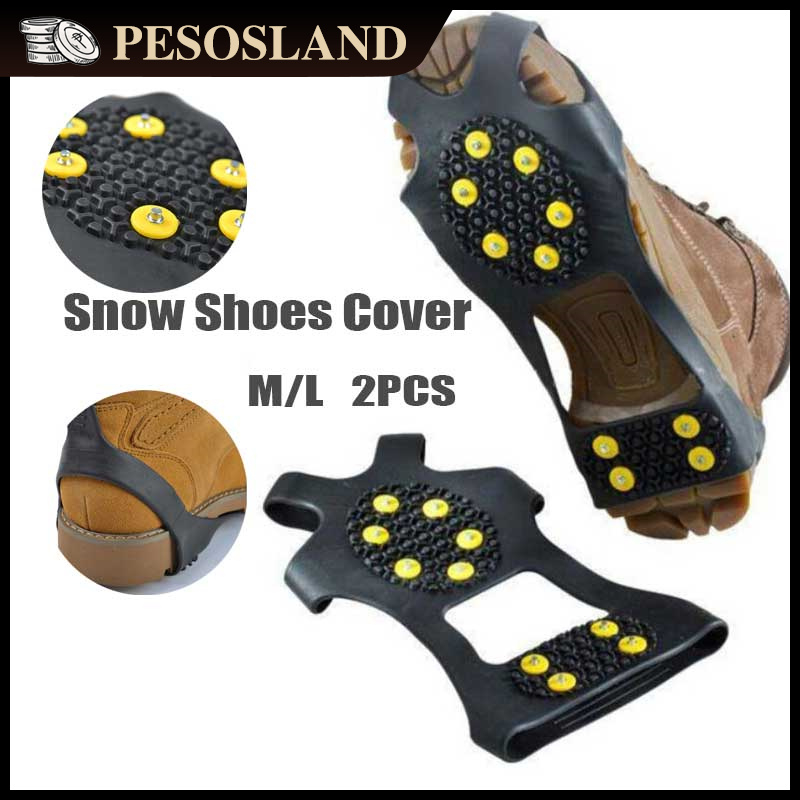 Unisex No Slip Snow Shoe Gripper Spike Cleats Shoes Crampons For Hiking ...