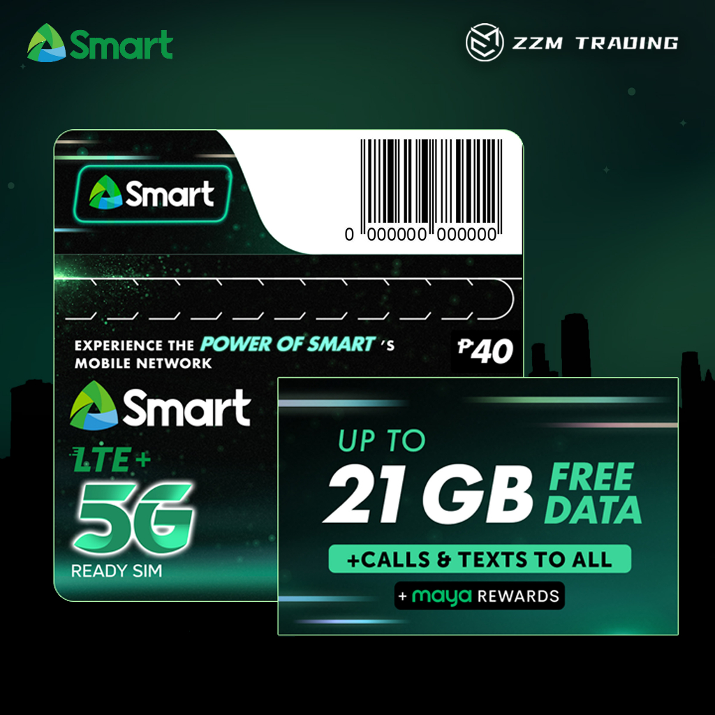 SMART Prepaid Sim LTE + 5G READY with Up to 21GB Free Data + Call and ...