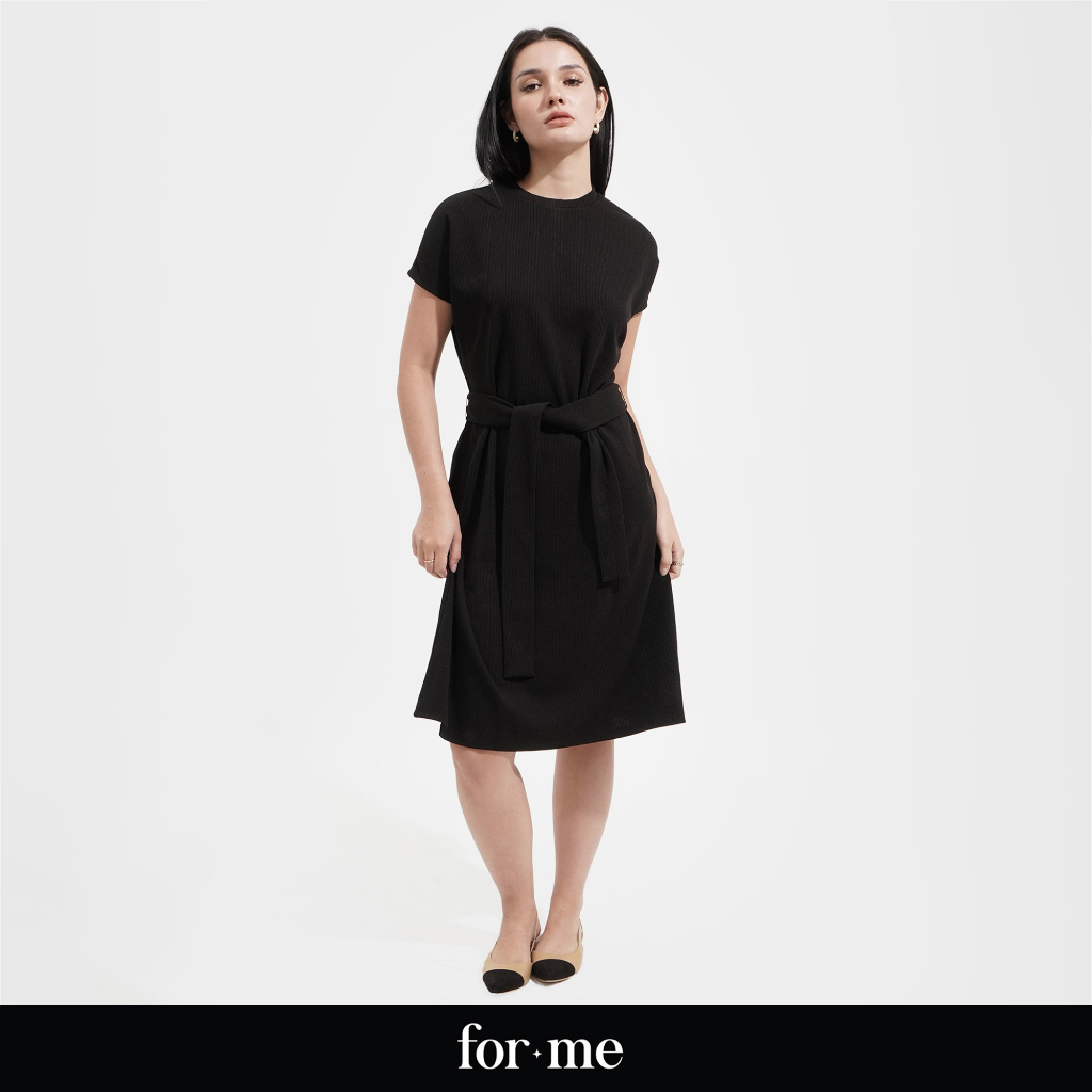 Forme Closet Staples Shift Dress With Belt For Women (Black) | Shopee ...