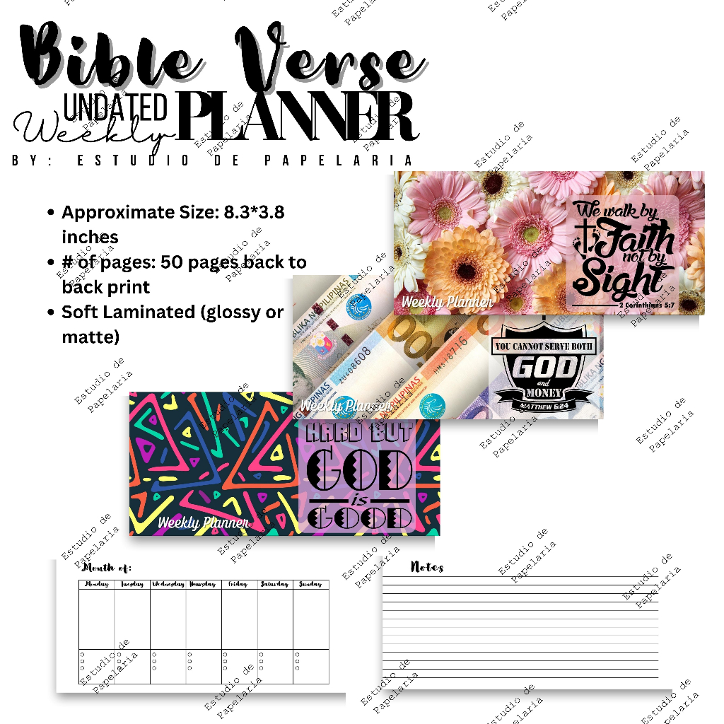 Estudio | Bible Verse Undated Weekly Planner | Shopee Philippines