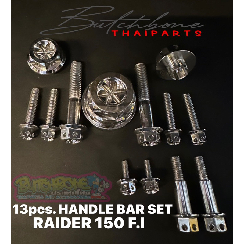 13pcs. HANDLE BAR SET WHITEGOLD(RAIDER 150 CARB TYPE/F.I-RAIDER J 115 ...
