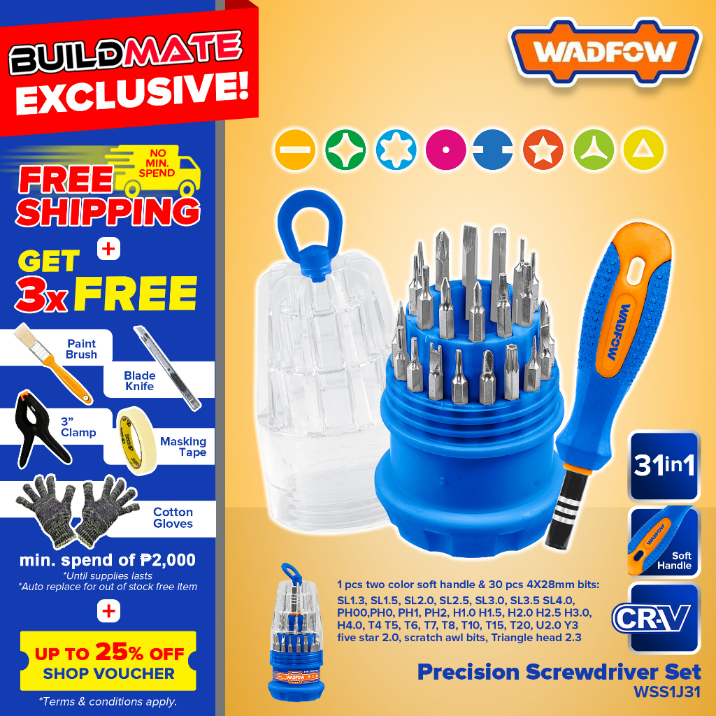 BUILDMATE Wadfow 31in1 Screwdriver Set Torx Flat Philip Screw Bits DIY ...