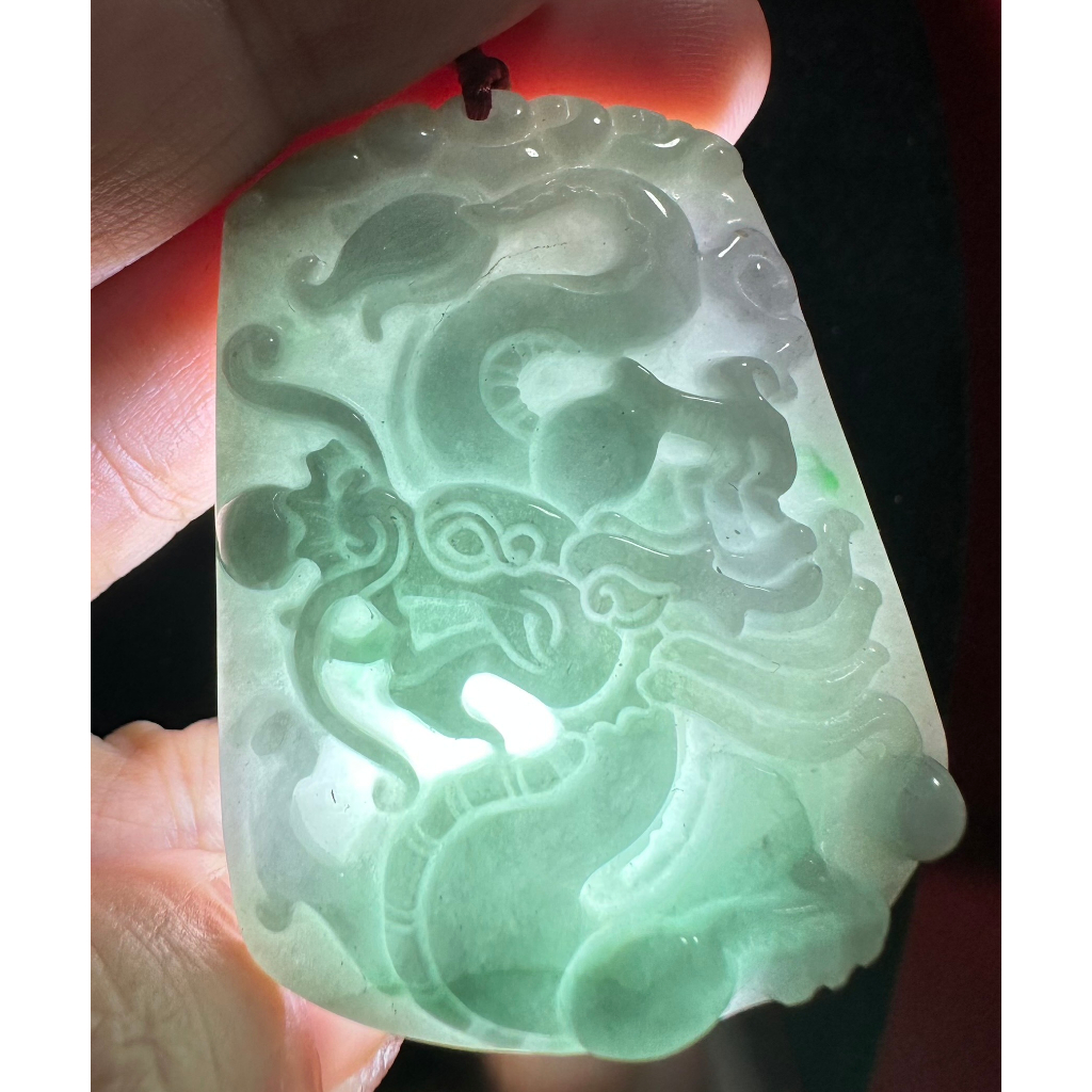 AUTHENTIC Natural Burmese Grade A Jade/Jadeite Dragon Pendant in Rope ...