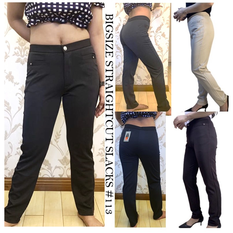 Plussize Straightcut Slacks (113) Highwaist Business Office Pants ...