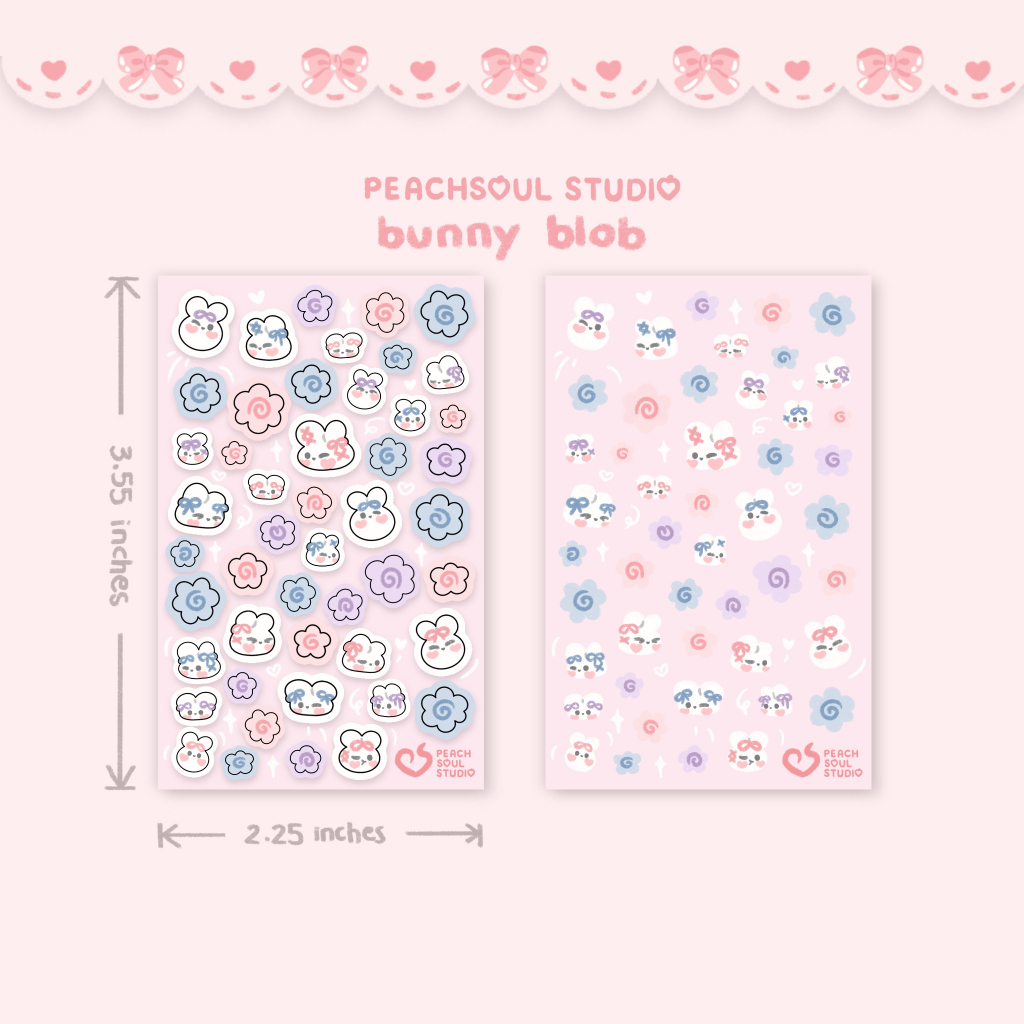 Cute Bunny Blob Mini Deco Sticker Sheet by PEACHSOUL STUDIO | polco ...