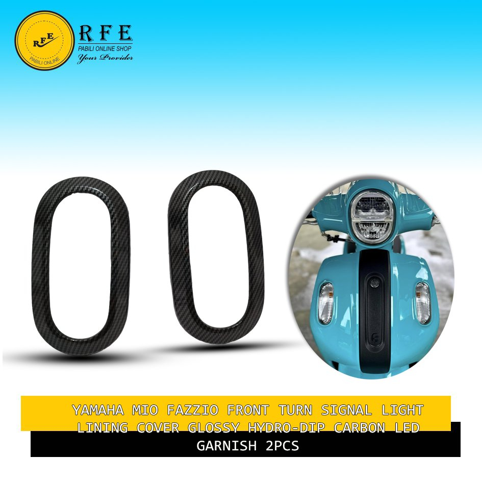 MIO FAZZIO FRONT TURN SIGNAL LIGHT LINING COVER GLOSSY HYDRO-DIP CARBON ...