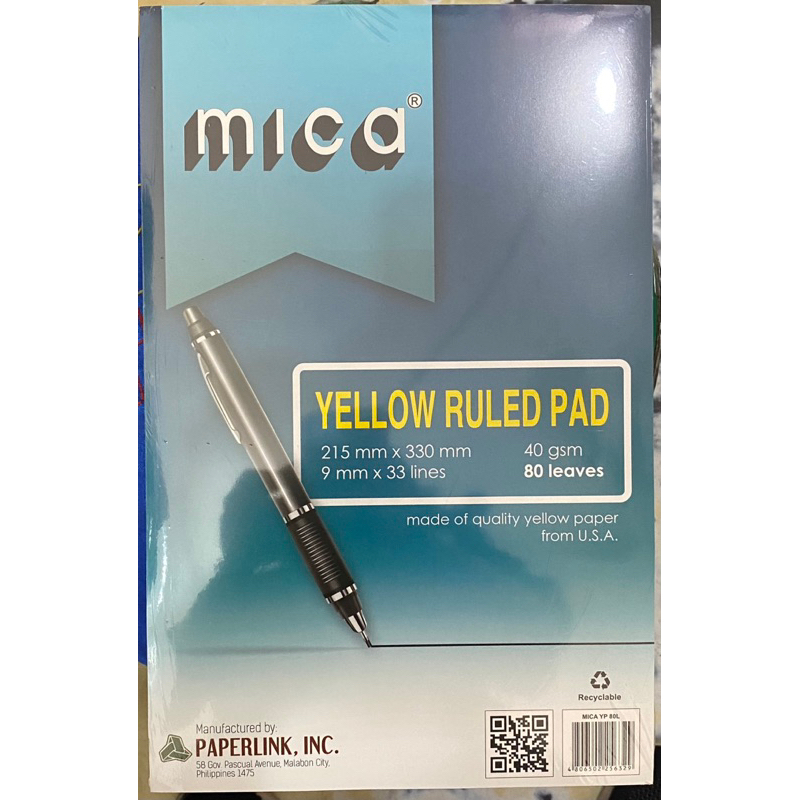 1 ream Mica Yellow Pad (10 pads per ream) | Shopee Philippines