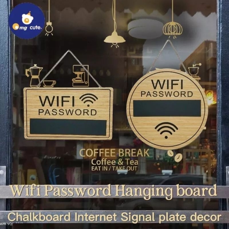 UHOME Wi-Fi Sign Password Hanging Chalkboard Wood Wall Decor | Shopee ...