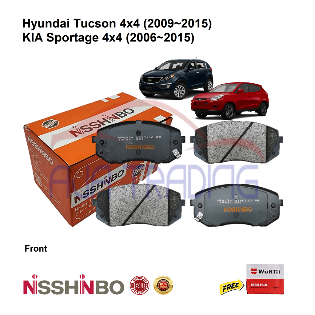 Genuine Nisshinbo Front Brake Pads for Hyundai Tucson 4x4 (2009~2015 ...