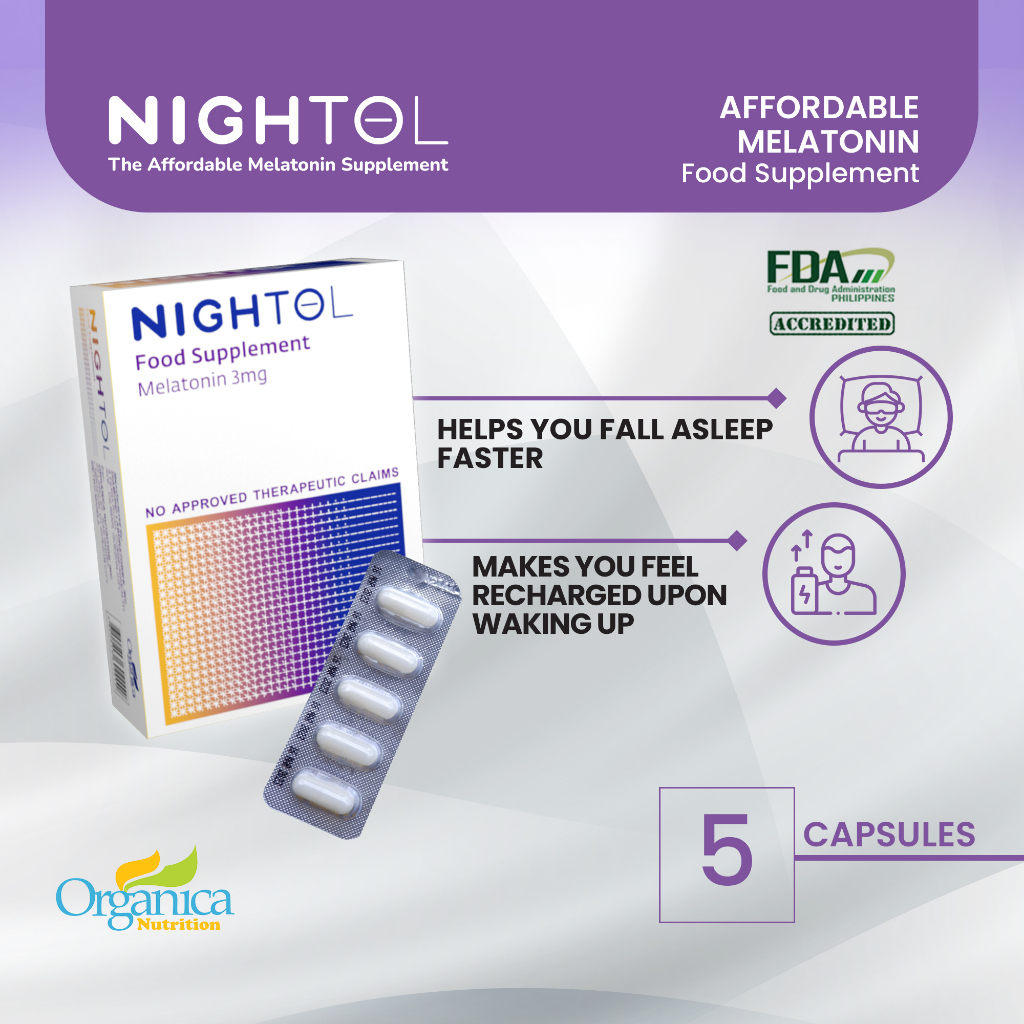 [ For Natural Sleep ] (5 Capsules) Nightol Pure 3mg Melatonin ...