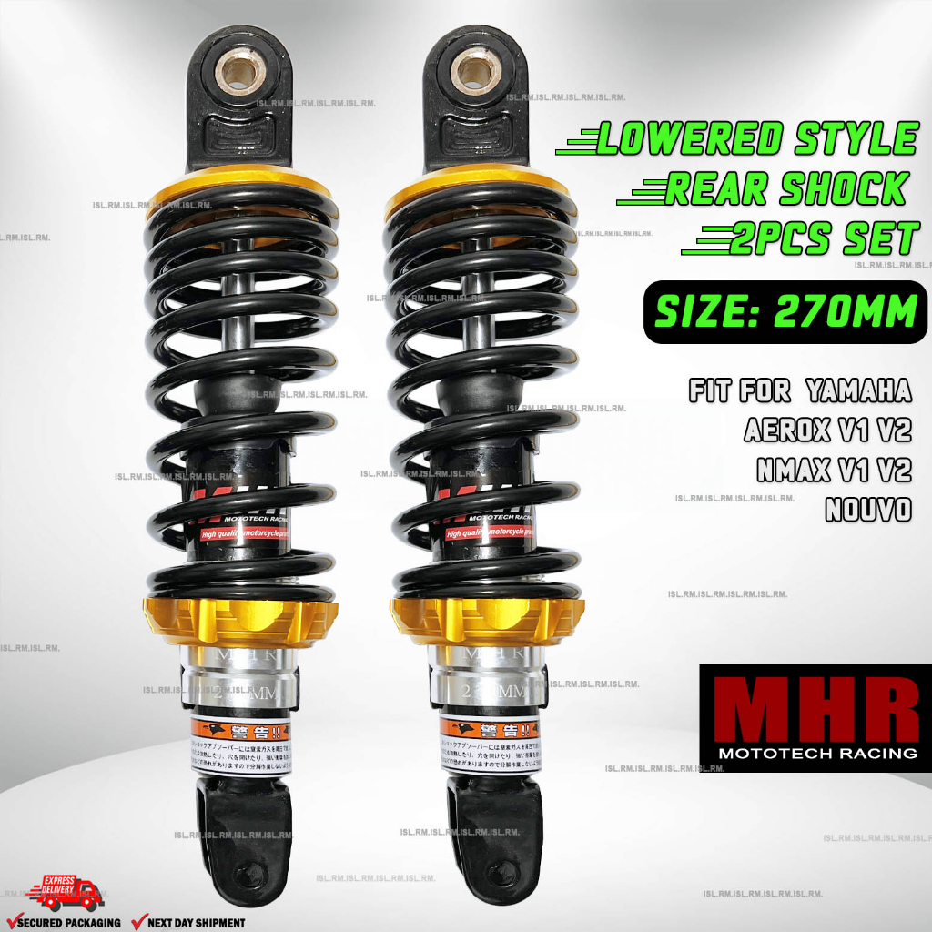 Yamaha Aerox V1 V2 Nmax V1 V2 Nouvo MHR BLACK 2 pcs Set Rear Shock ...