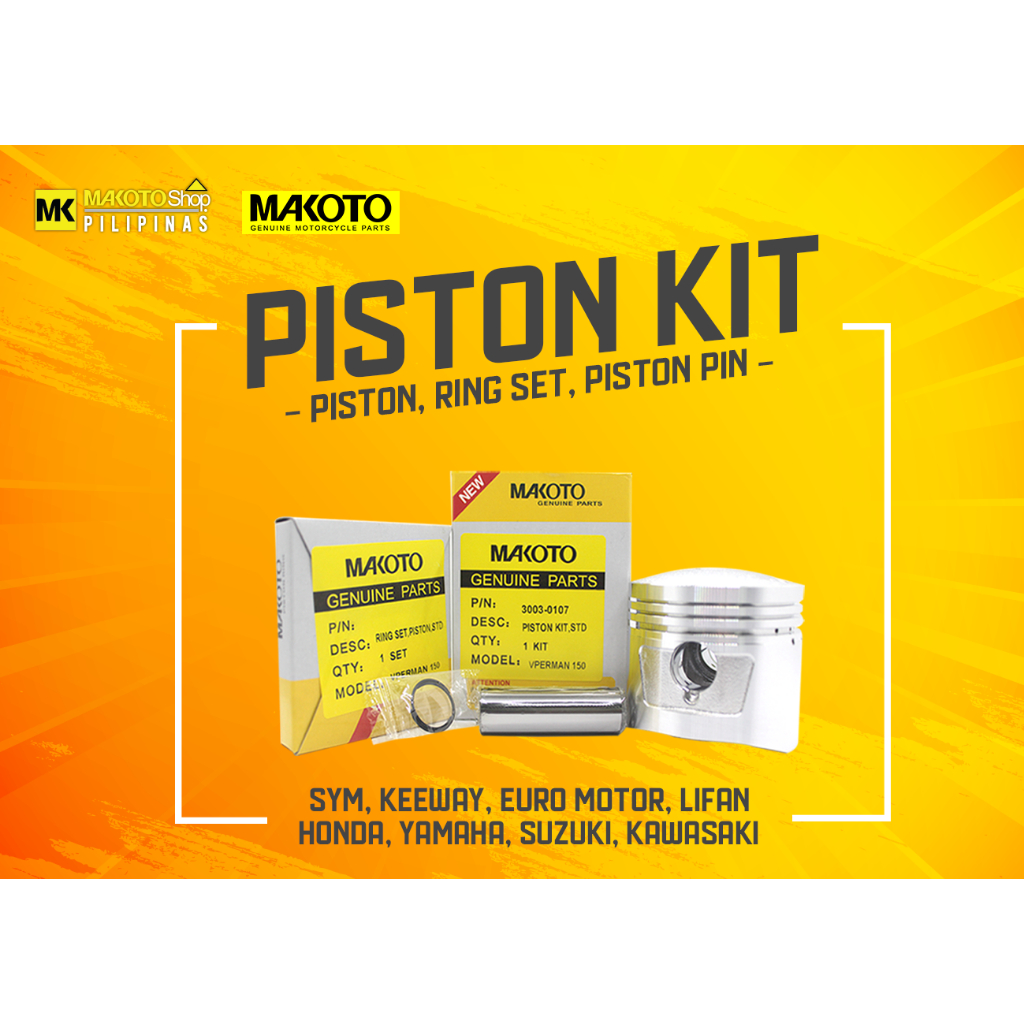 Makoto Piston Kit for Wave-125 / XRM-125 (Piston Ring and Piston Pin ...