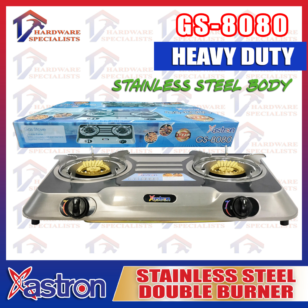 Astron Cast Iron Double Burner Gas Stove GS-8080 Heavy Duty | Stainless ...