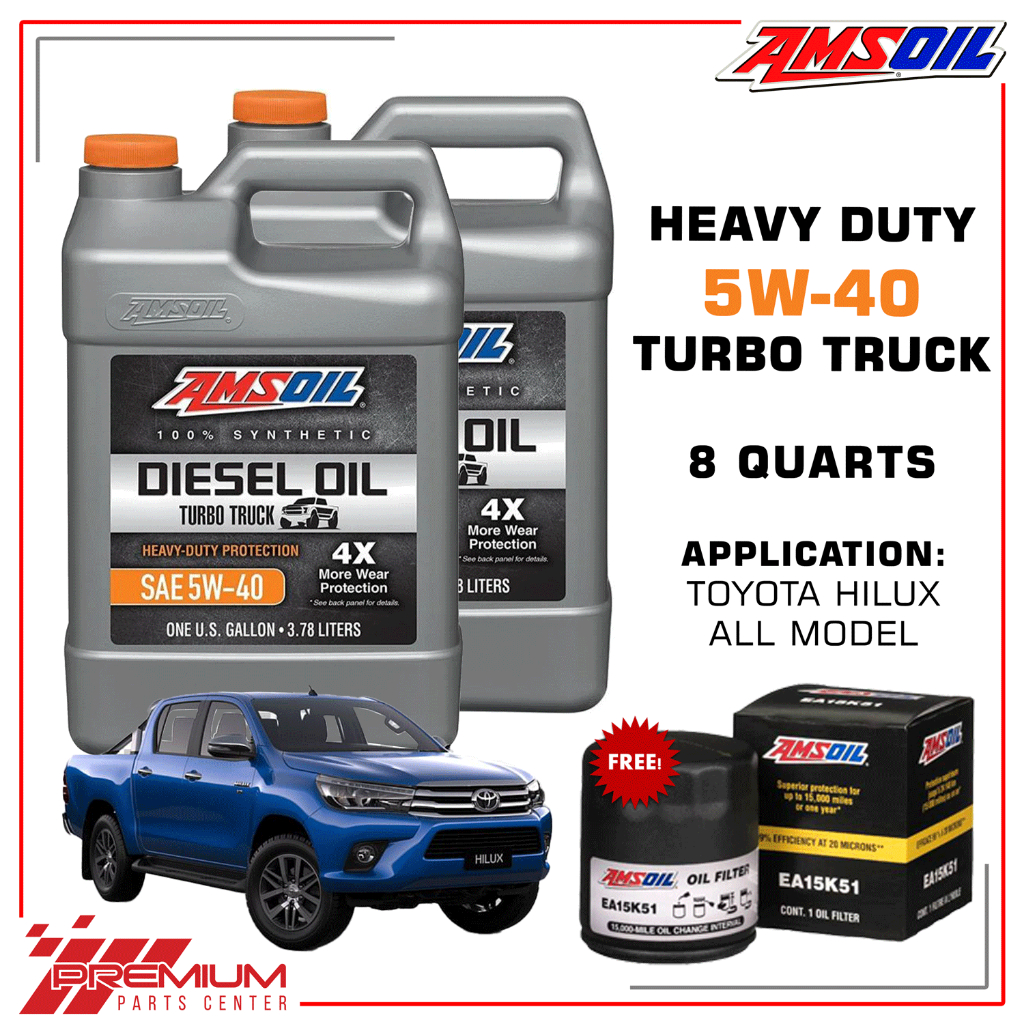 AMSOIL Heavy-Duty Turbo Truck 100% Synthetic Diesel Engine Oil 5W-40 8 ...