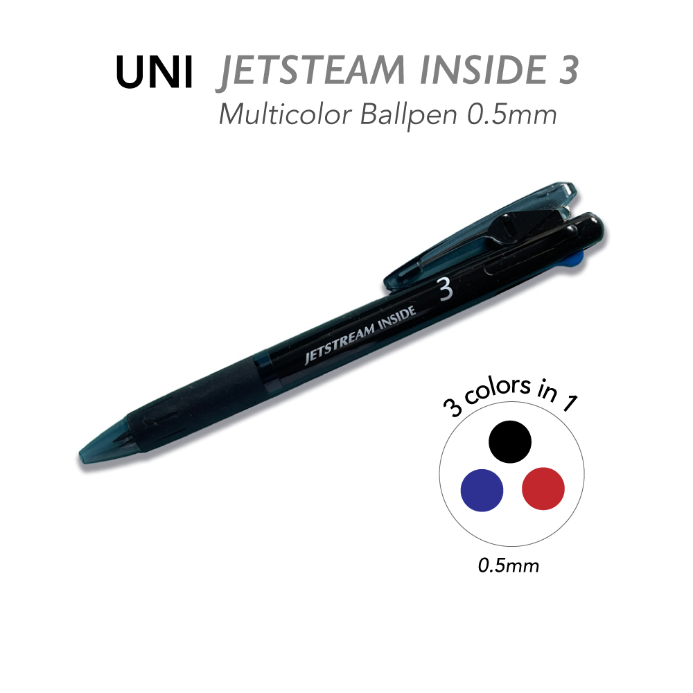 UNI Jetstream 3 Color Ballpen 0.5 mm (Ink color Black/Red/Blue) Multi-color Ballpoint pen 3-in-1 ...