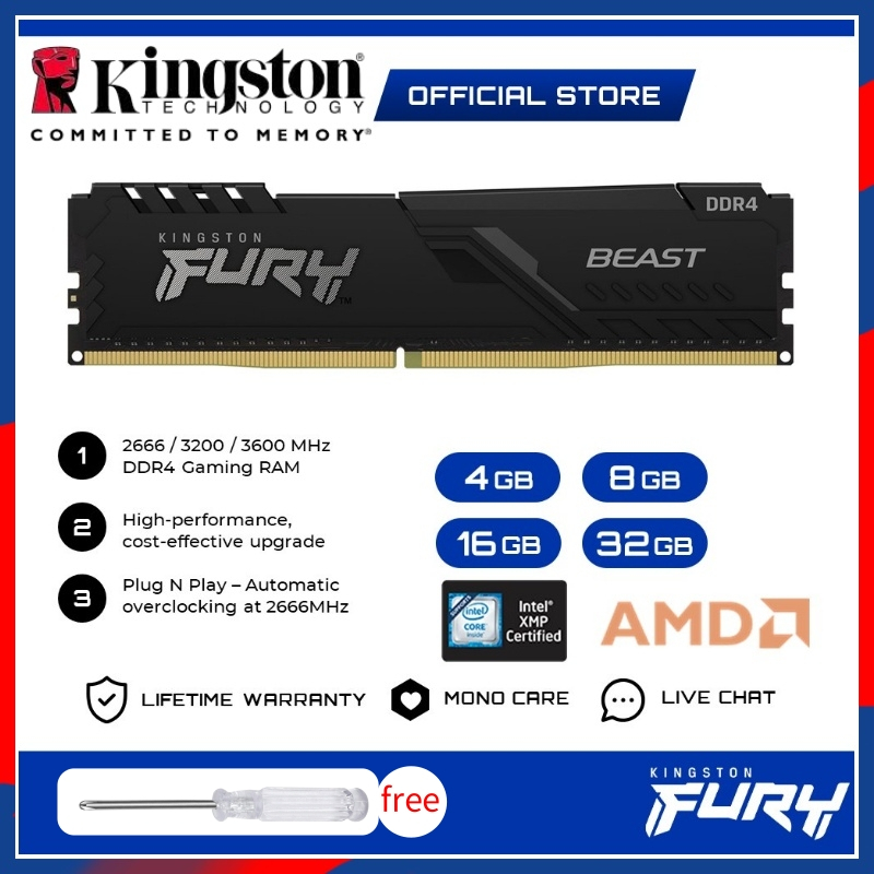 【On Hand】Kingston Fury Beast DDR4 RAM DDR4 Desktop Memory 2666MHz ...