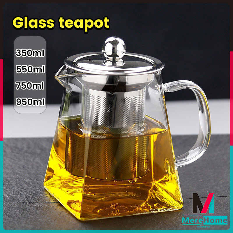 950 ml Heat Resistant Glass Teapot with Stainless Steel Filter For Home ...
