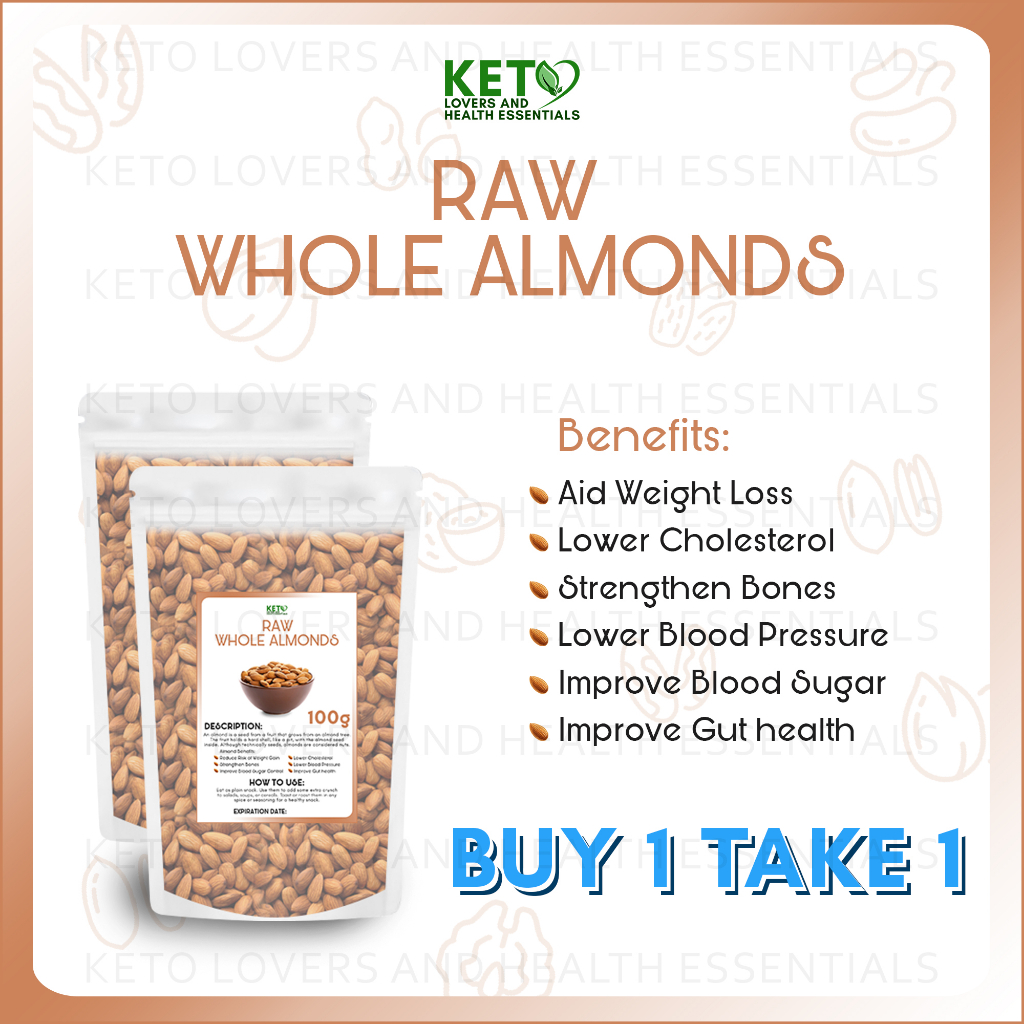 BUY 1 TAKE 1 Raw Whole Almond 100g Keto Diet, Body Detox, Super Food ...