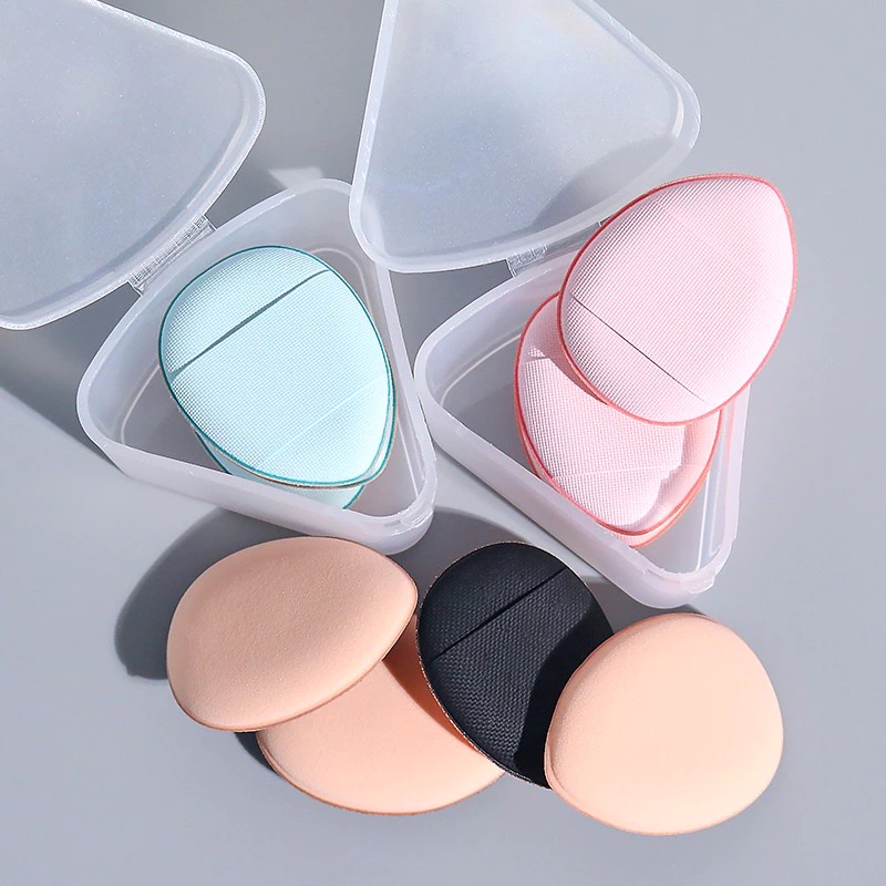 3Pcs w/ Box Fingertip Mini Make Up Puff Pad Finger Sponge Wet and Dry ...