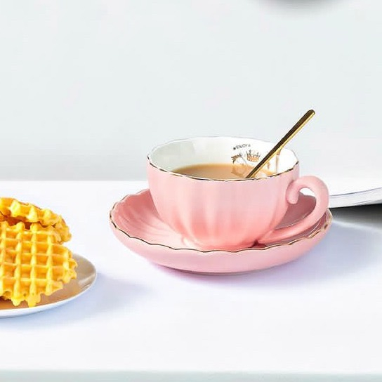 CERAMIC MUG WITH SAUCER AND SPOON 210ML / 215ML COFFEE CUPS by Miniso ...