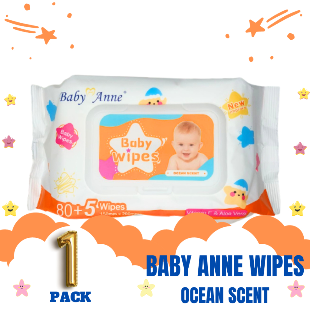 Baby Anne Ocean Scent Wipes by 85 Sheets (NEW PACKAGING) | Shopee ...