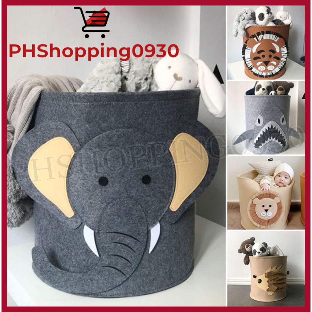 QYZV.PH Animal Toy storage Box Felt Storage Bucket Shape Storage Box ...