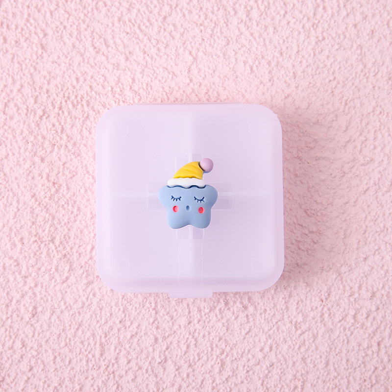 Small Pill Box 4 Grid Cute Mini Medicine Box First Aid Kit Supplies ...