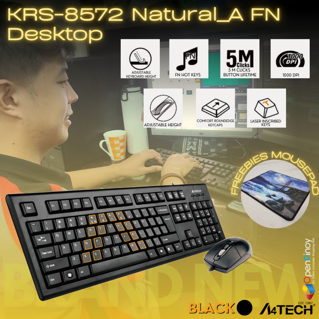 Brandnew A4TECH USB KEYBOARD AND MOUSE COMBO KRS-8572 for Desktop and ...