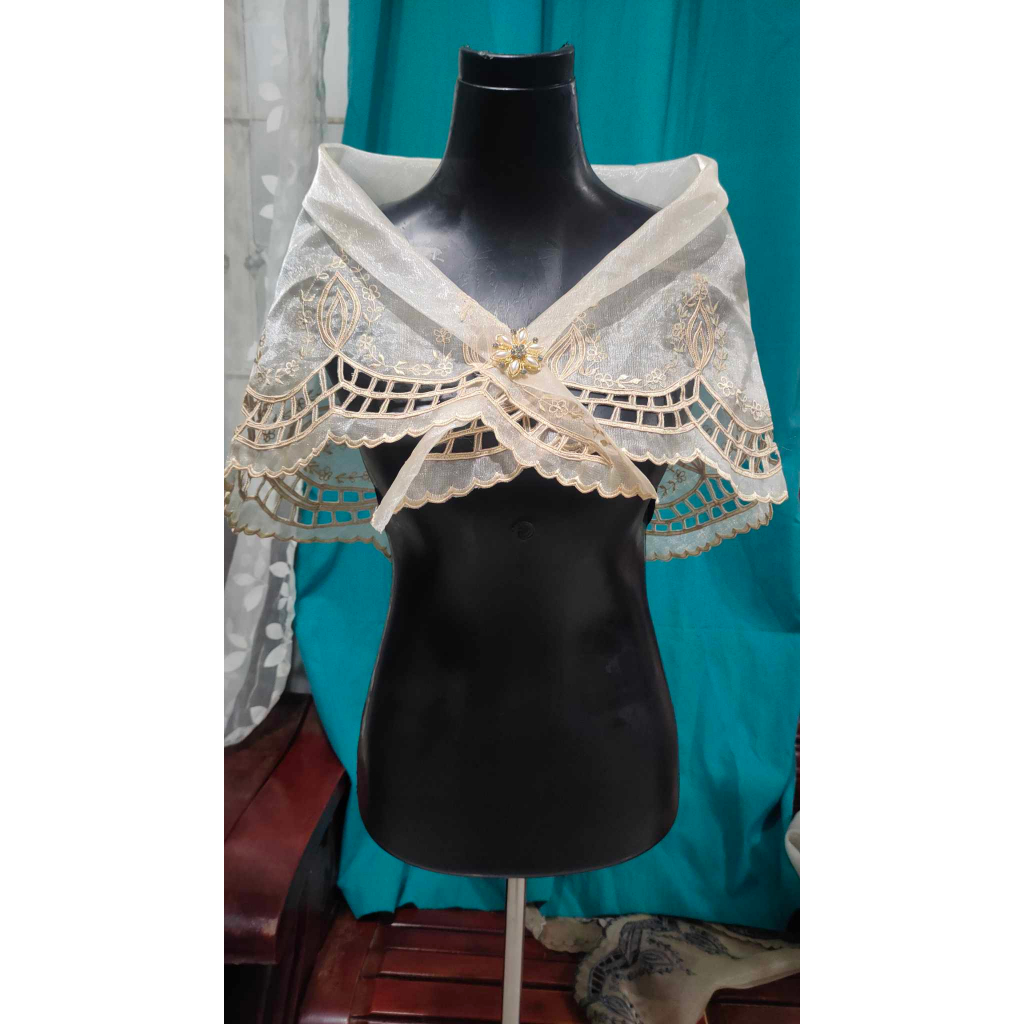 CUT-WORK DESIGN FILIPINIANA ALAMPAY (EMBOIDERED) PINYA ORGANZA FABRIC ...