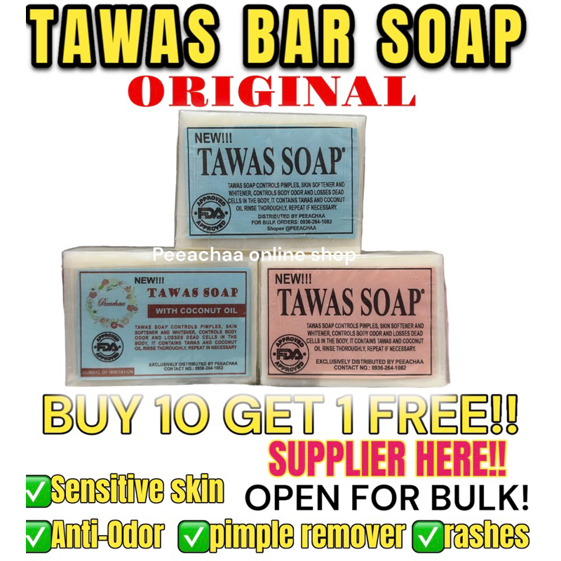 Tawas soap bar original with coconut oil buy 10 get 1 free | Shopee ...