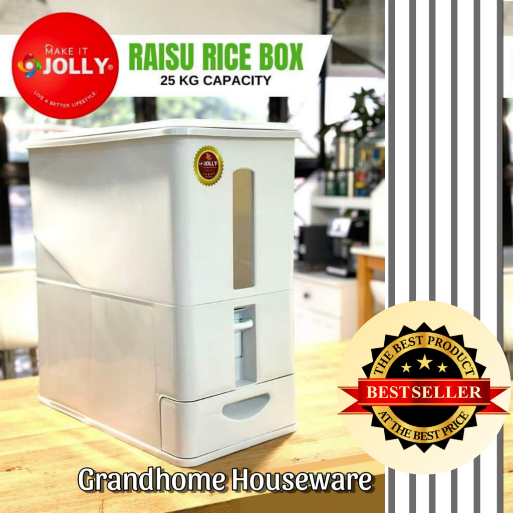 JOLLY RICE DISPENSER 25KG RICE BOX / SEALED RICE STORAGE BOX / GRAIN ...