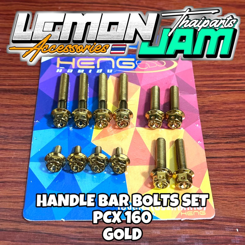 ORIG HENG CNC PCX 160 HANDLE BAR BOLT SET GOLD / WHITE / CNC | Shopee ...