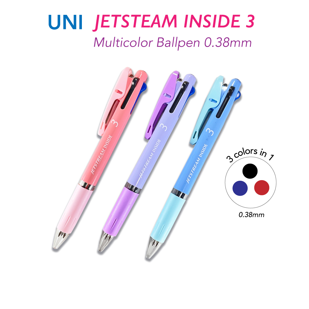 UNI Jetstream 3 Color Ballpen 0.38 mm (Ink color Black/Red/Blud) Multi ...