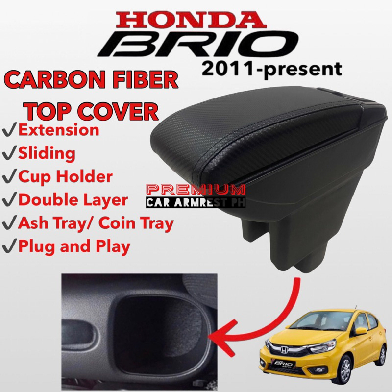Honda Brio Armrest Console Box Carbon Fiber Top Cover | Shopee Philippines