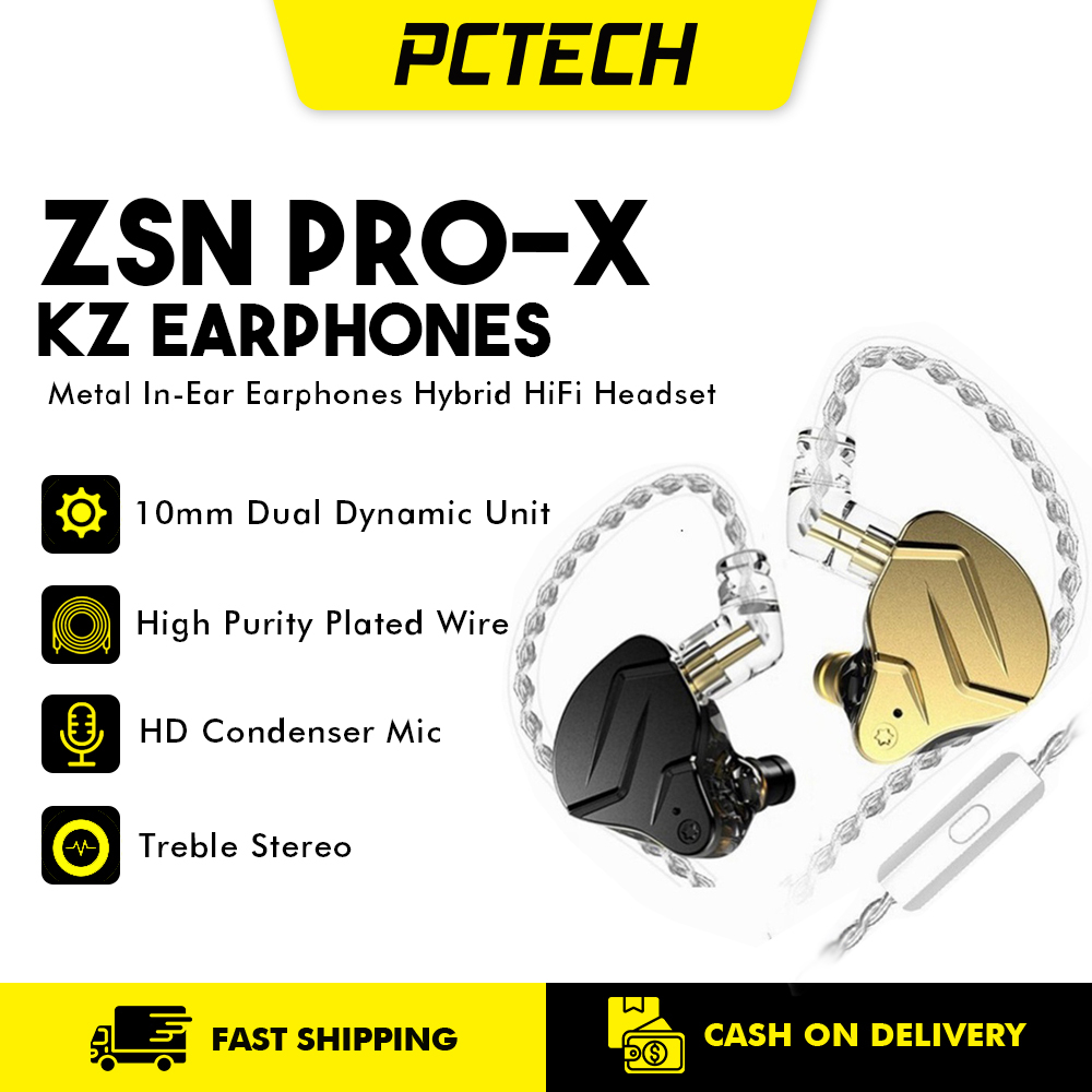 Kz Zsn Pro-X Earphones 1ba+1dd Hybrid Double Magnetic Dynamic New ...
