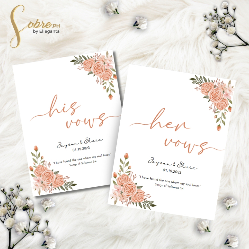 2pcs Wedding Vow Booklet | Wedding Vow Card | Customized Wedding Vow ...