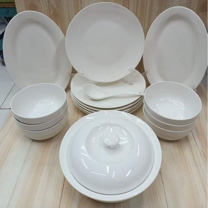 WHITE DINNER PLATE SET(LAHAT PO BABASAGIN ) 6 PCS 10' MEAT PLATE 6 PCS ...