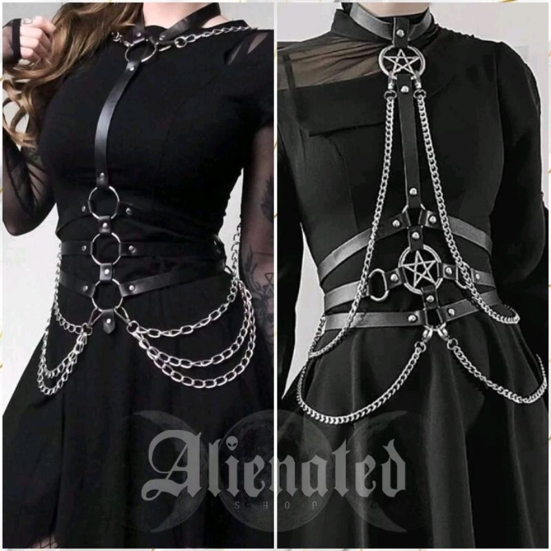 𝗖𝗵𝗼𝗸𝗲𝗿 𝘁𝗼 𝗪𝗮𝗶𝘀𝘁 𝗟𝗲𝗮𝘁𝗵𝗲𝗿 𝗖𝗵𝗮𝗶𝗻 𝗦𝗲𝘅𝘆 𝗛𝗮𝗿𝗻𝗲𝘀𝘀 Gothic Grunge Punk | Shopee ...
