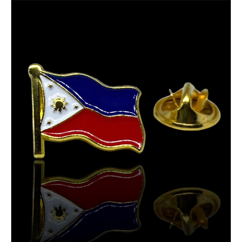 PHILIPPINE FLAG COLLAR PIN - LACQUER POLISHED AND WITH METAL CLUTCH PIN ...