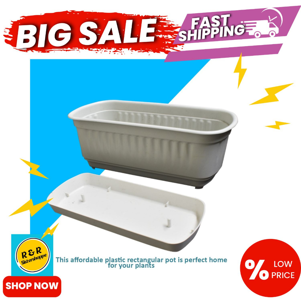 R&R Sistershoppe Plastic Long Rectangular Plant Pot For Gardening Plot ...