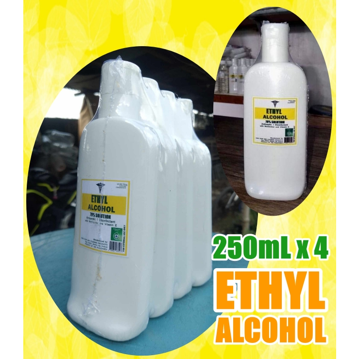 ETHYL Alcohol 70%, 250mL x 4 BOTTLES | Shopee Philippines
