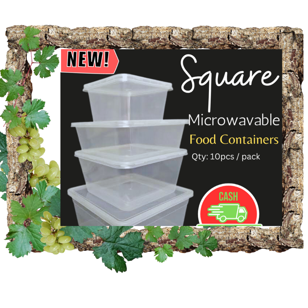 10pcs SQUARE Microwavable Food Container 500ml, 1000ml, 2000ml | Shopee ...